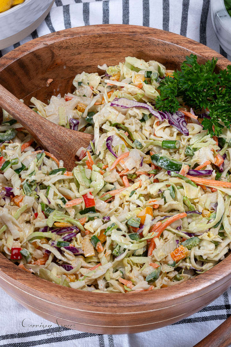 Sweet and Spicy Homemade Coleslaw Recipe for BBQ - Garrison Street Eats