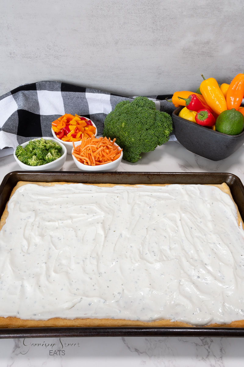 Hidden Valley Ranch Veggie Pizza with Crescent Rolls - Garrison Street Eats