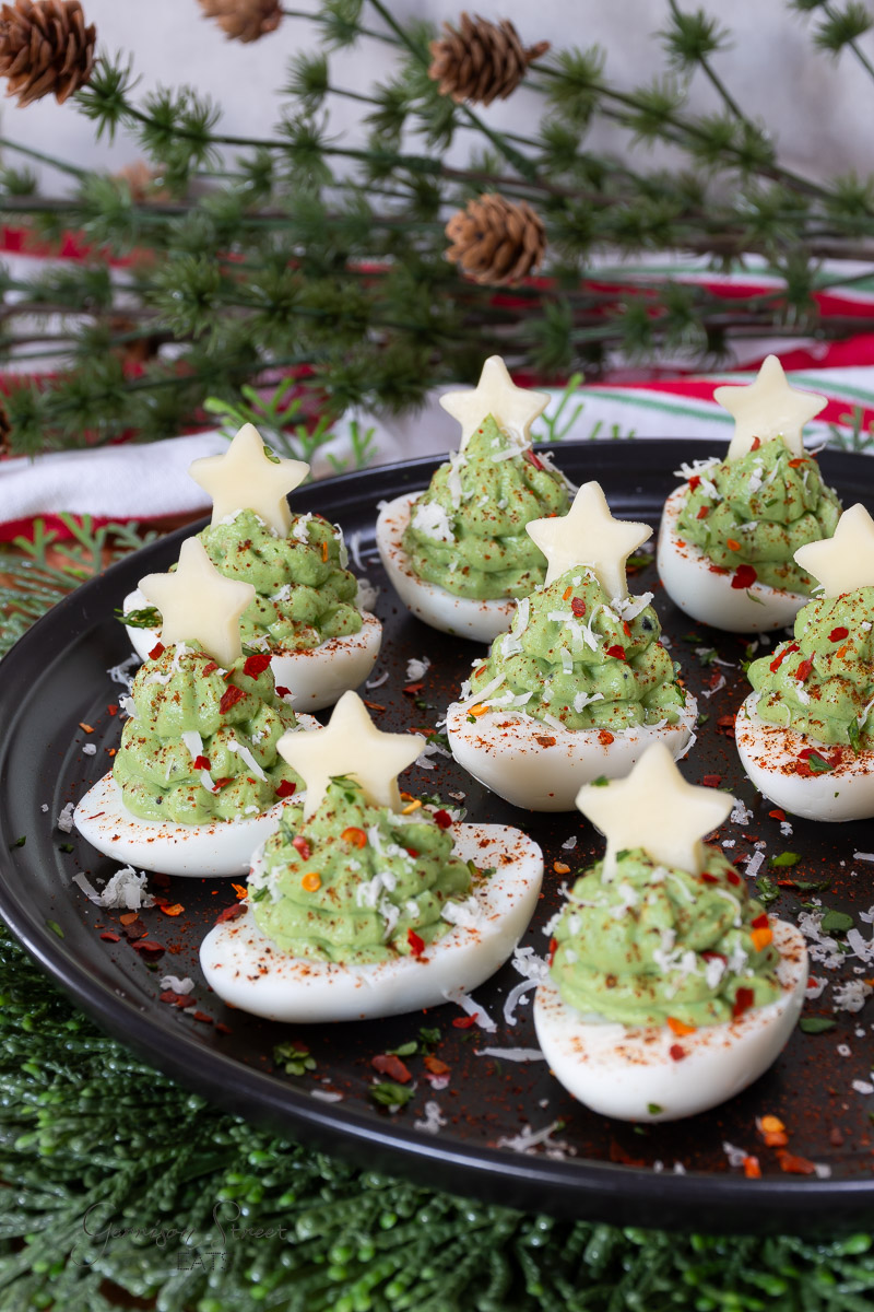 Avocado Toast Christmas Tree Deviled Eggs Recipe - Garrison Street Eats