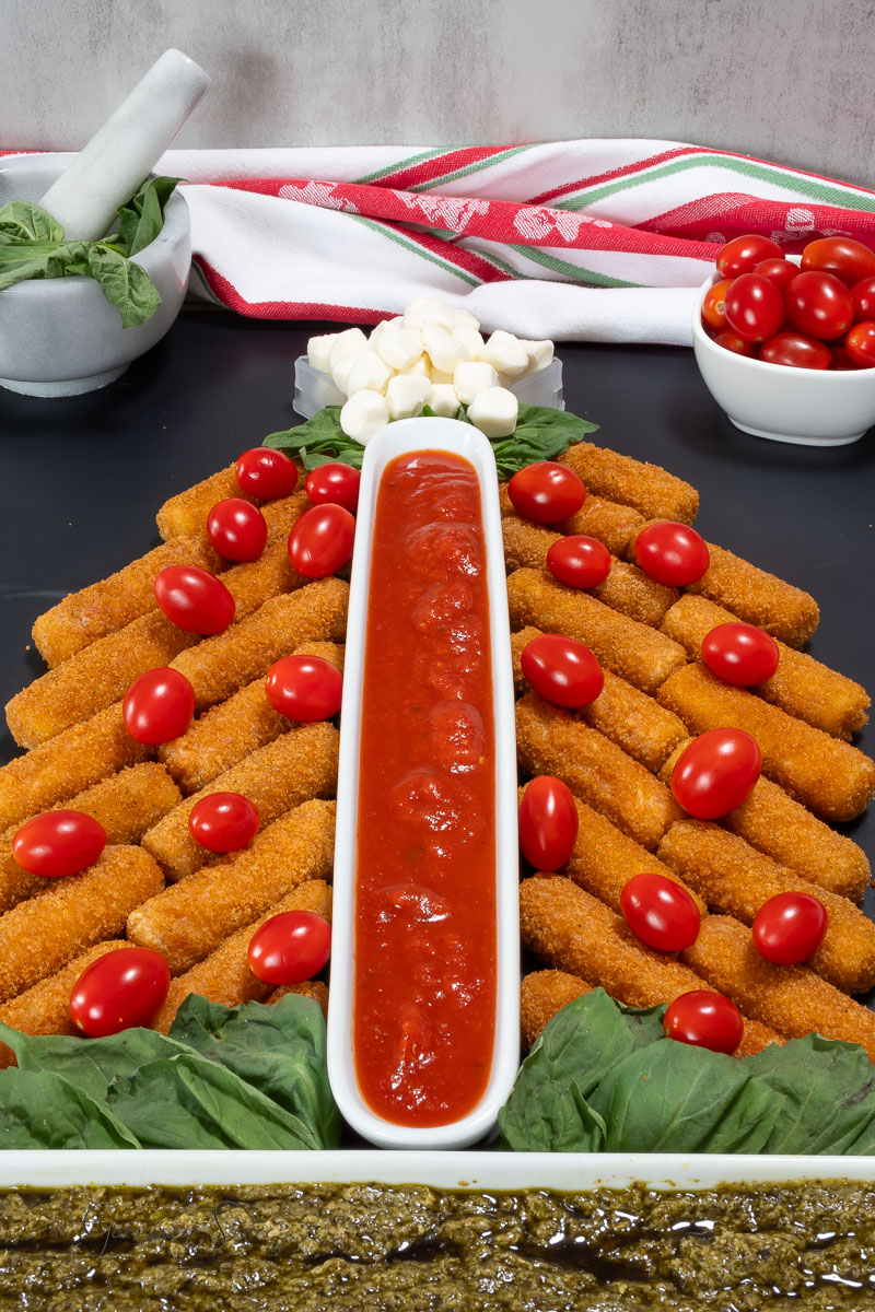 Pesto Mozzarella Cheese Stick Christmas Tree Recipe