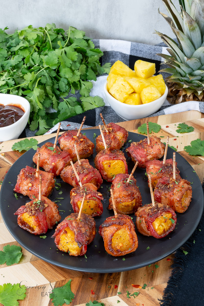Spicy Brown Sugar Bacon Wrapped Pineapple Bites - Garrison Street Eats
