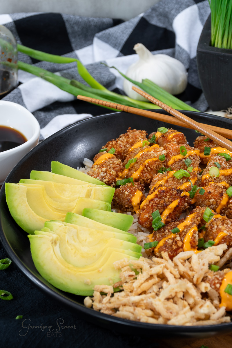 Teriyaki Salmon Bite Rice Bowl Recipe with Avocado - Garrison Street Eats