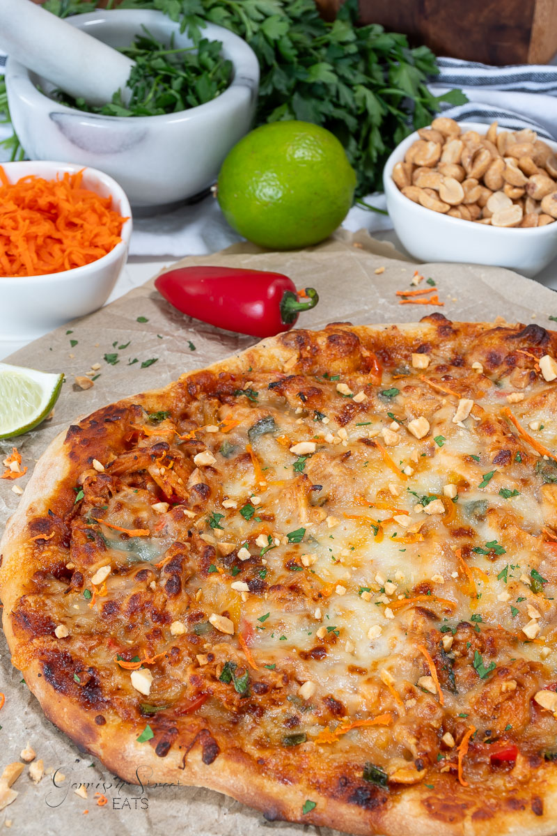 Homemade Spicy Asian Kung Pao Chicken Pizza Recipe
